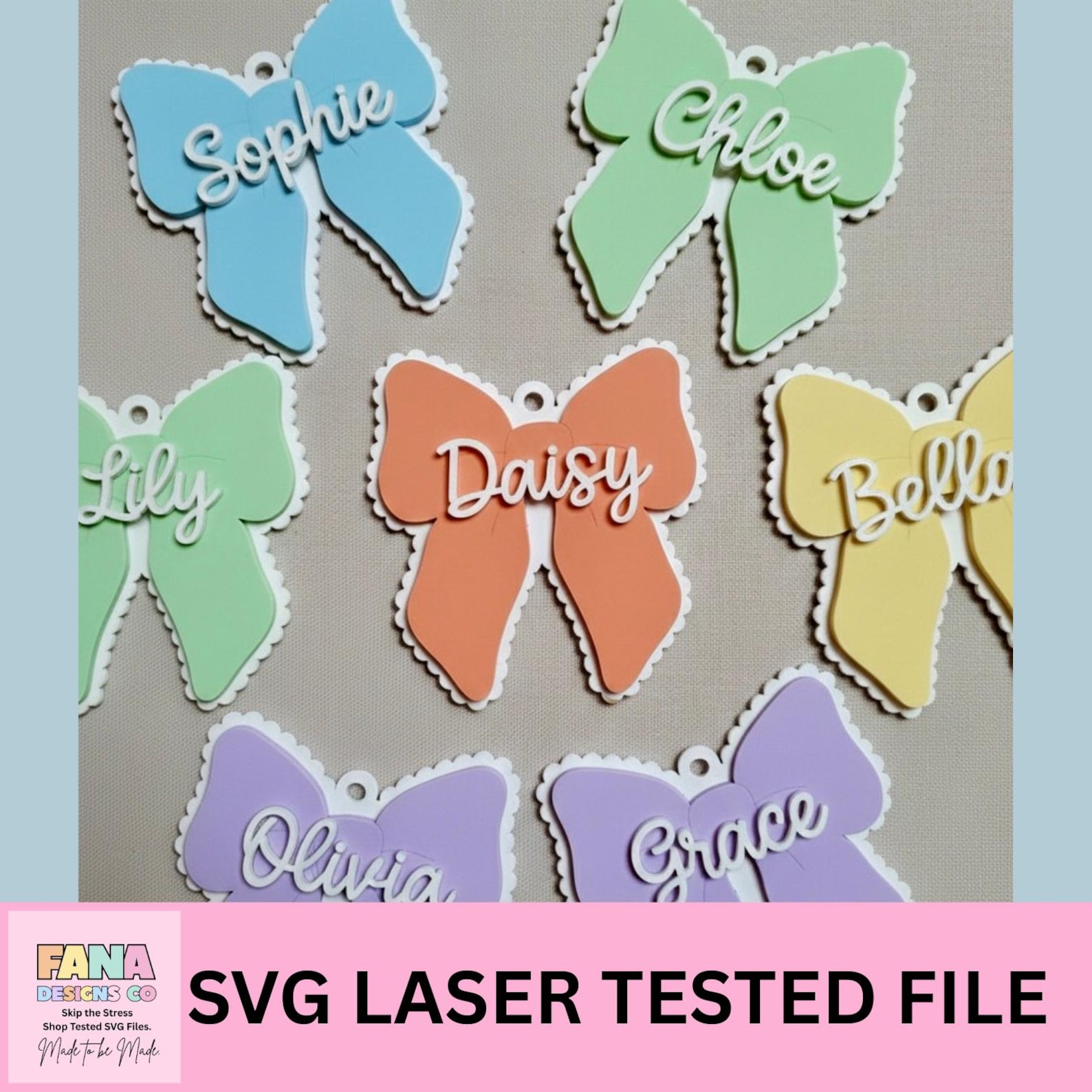 Bow Name Tag SVG | Laser Cut File for Easter Baskets, Backpacks ...
