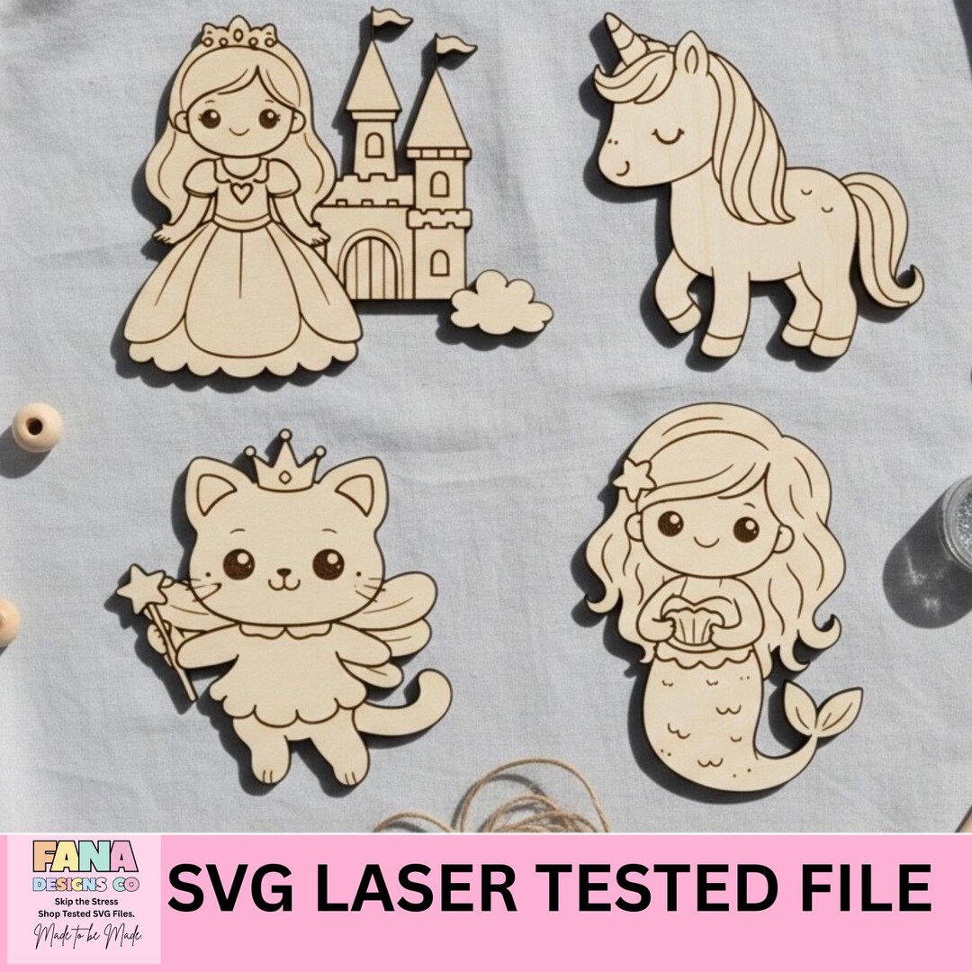 Fairy Tale Laser Cut Files | Princess, Unicorn, Mermaid (digital ...