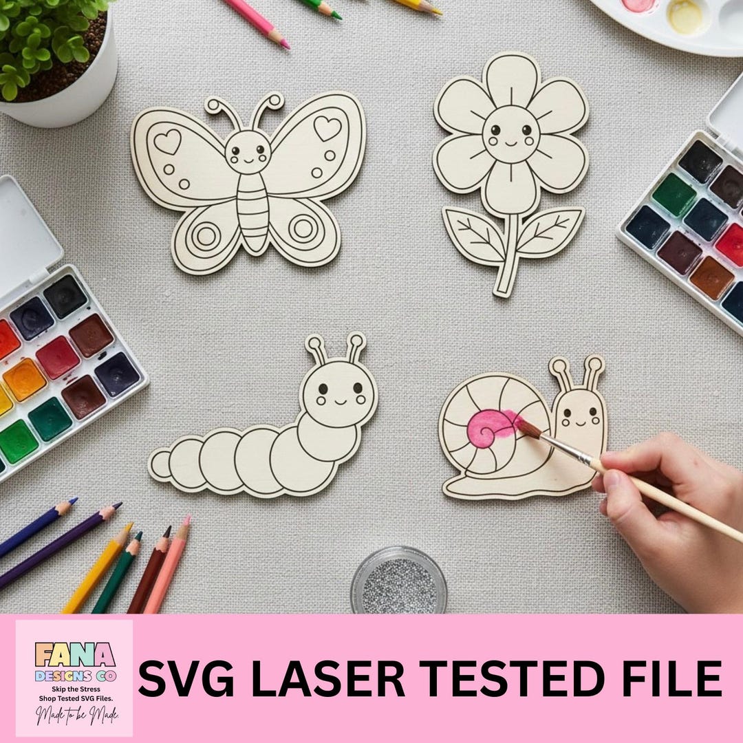Garden Bugs Paint Kit SVG | Laser Cut Wood Craft (digital Download) - Etsy