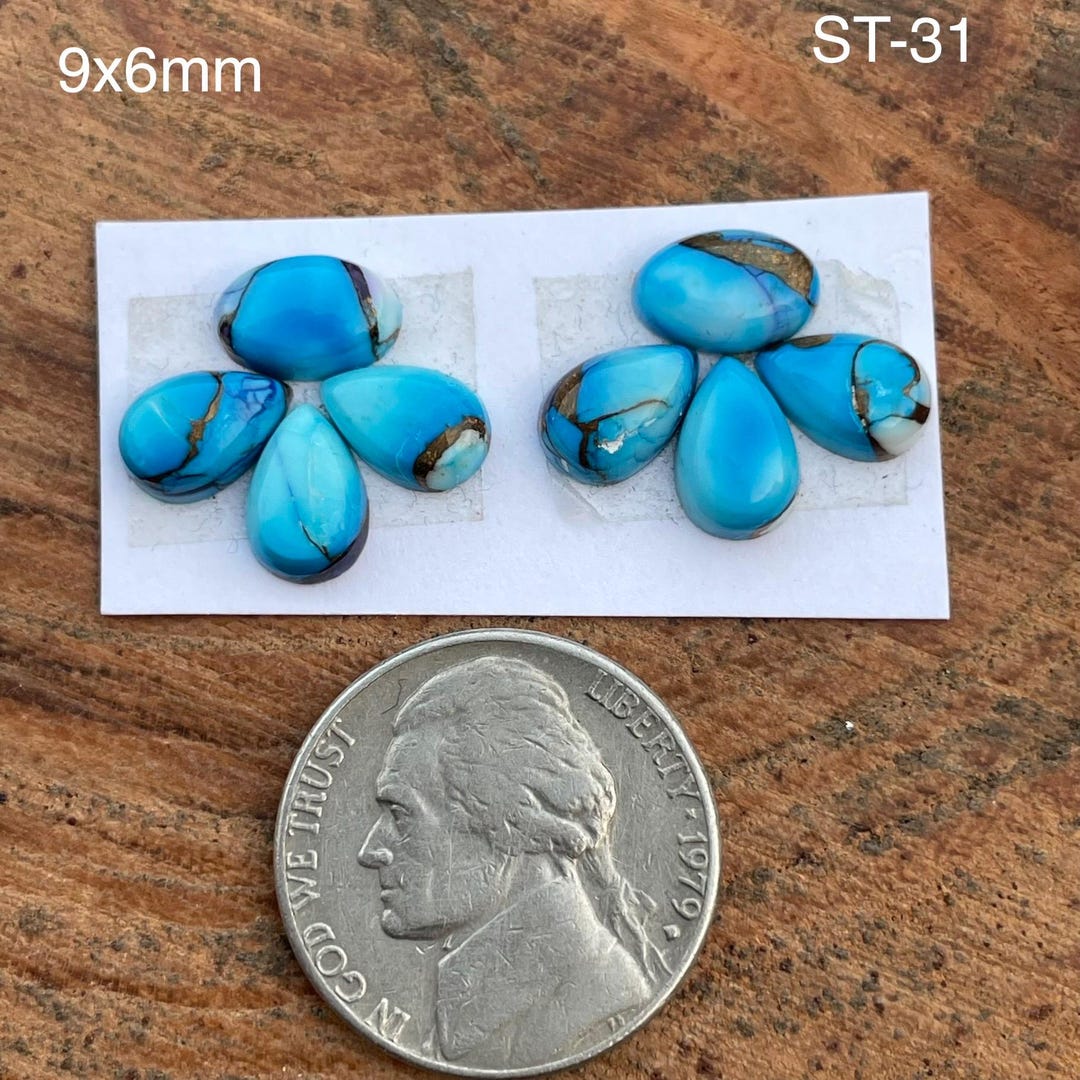 Ice Blue Dahlia Turquoise Stud Set Cabochon ( ST31 ) Loose Gemstone ...