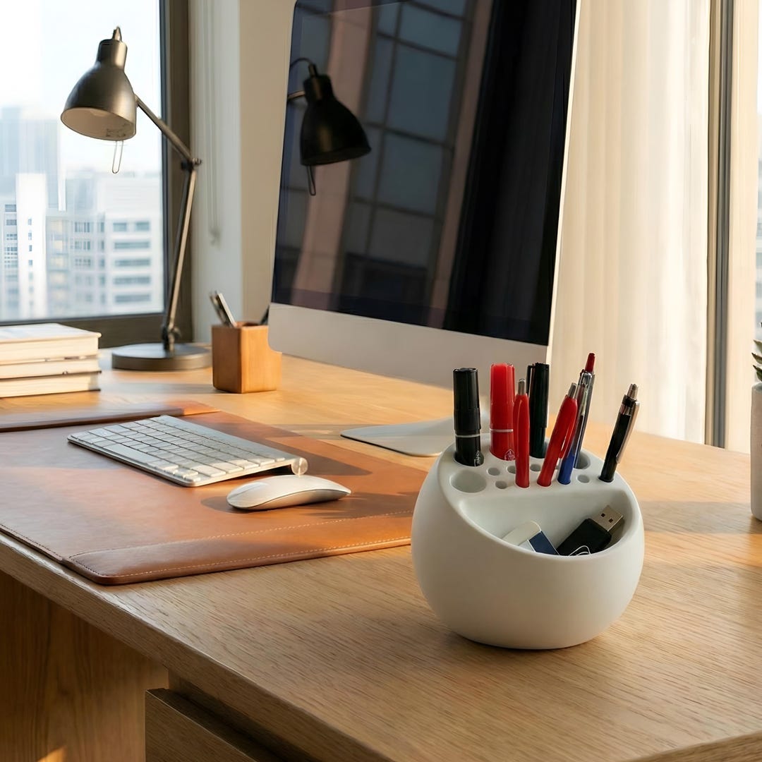 Orin 3D Printed Pen Holder Organizer 5” | Desk Pencil Cup With Storage ...
