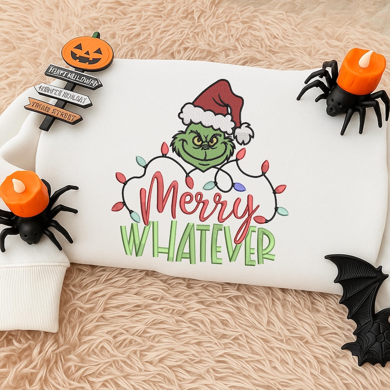 Merry Whatever Grinch Embroidery Design, Funny Christmas Saying Stitch ...