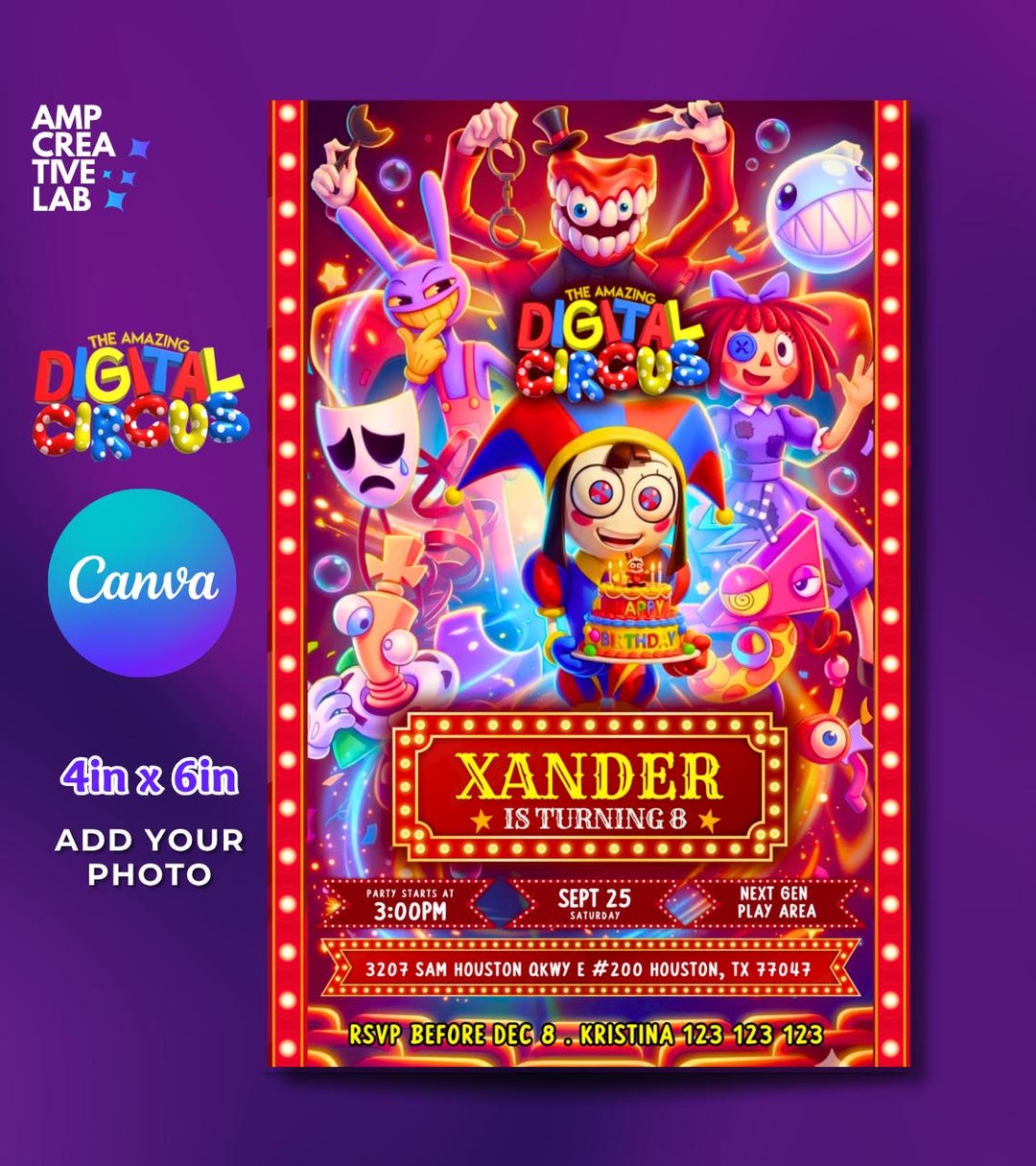 The Amazing Digital Circus Birthday Invitation Editable, Digital Circus ...