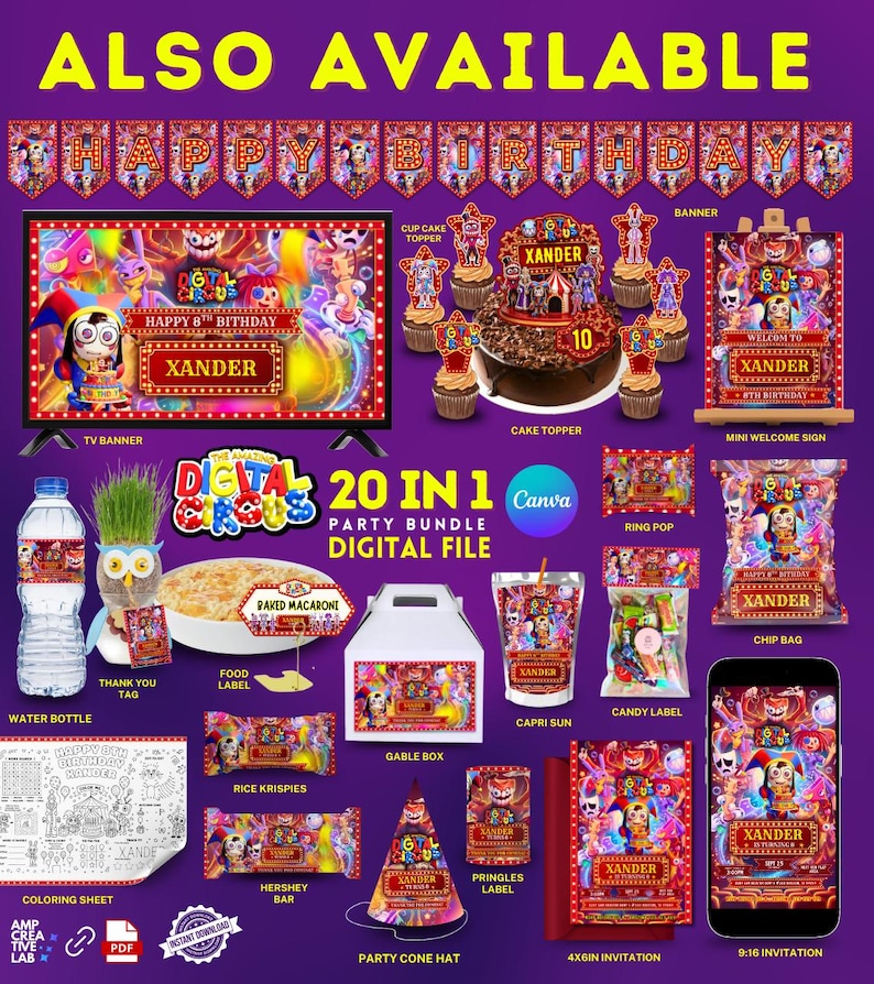 The Amazing Digital Circus Birthday Invitation Editable, Digital Circus ...