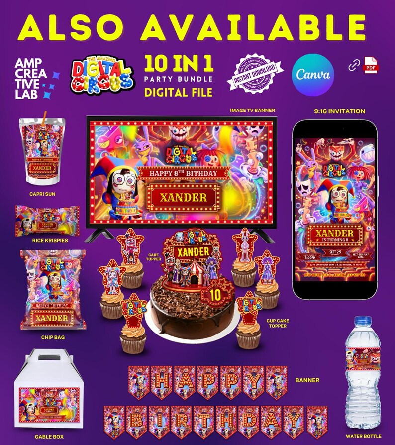 The Amazing Digital Circus Birthday Invitation Editable, Digital Circus ...