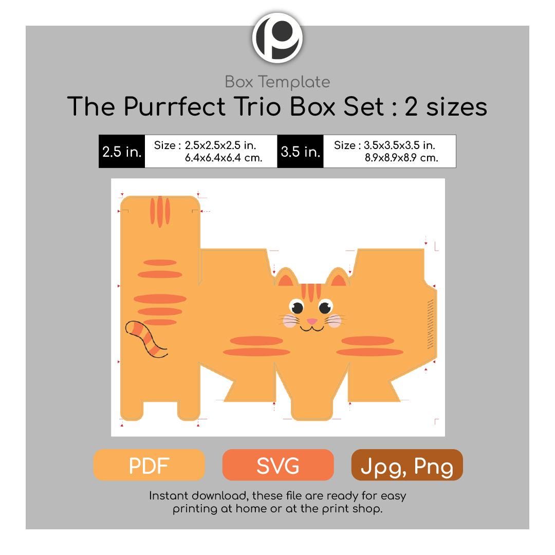 Cat Box Template, Printable Box, Giftbox, DIY Gift, Digital Download - Etsy