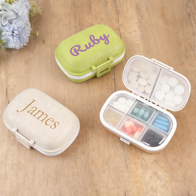 Personalised Travel Pill Organiser – Custom Weekly Medication Box, 8 ...