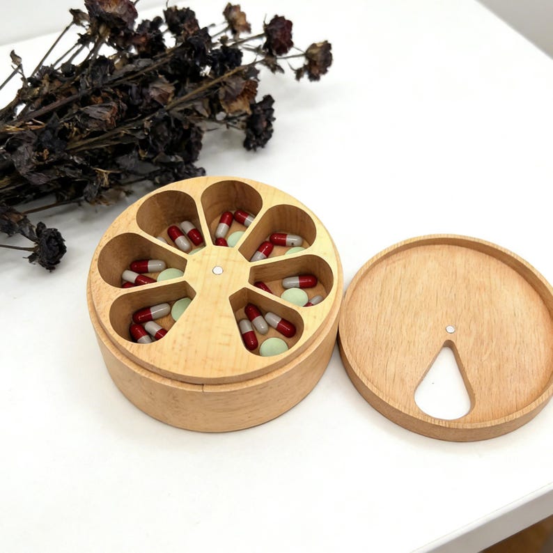 Personalized Wooden Pill Organizer – 7-day Weekly Pill Box, Daily ...