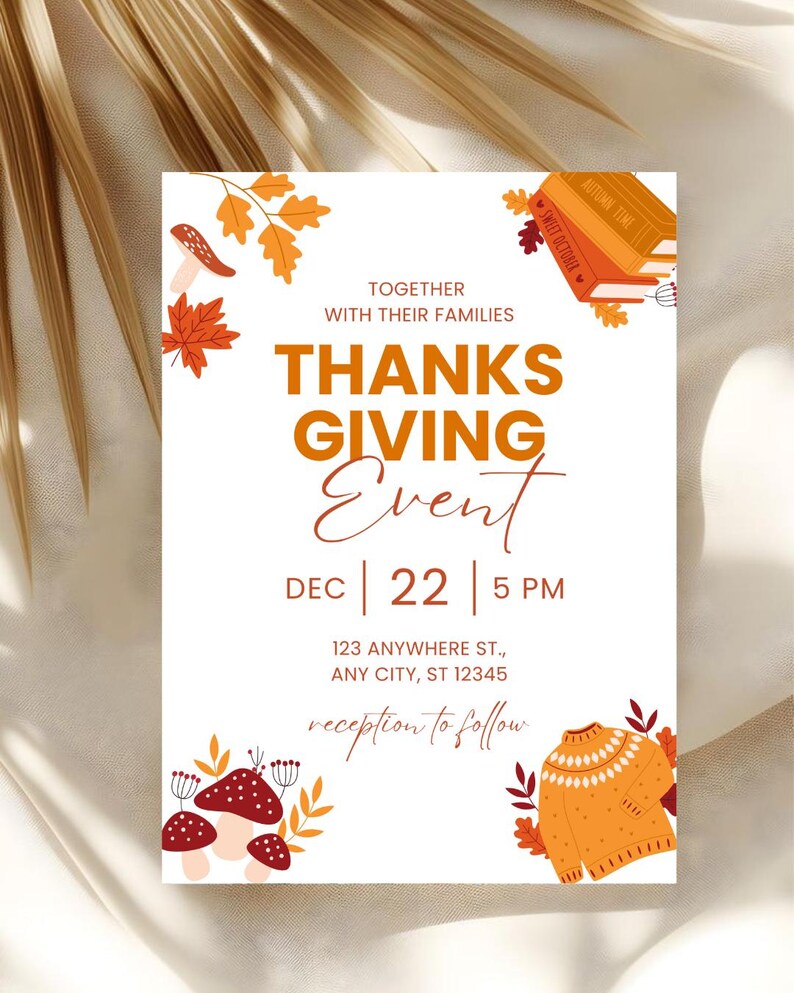 Thanksgiving Invitation Card | Digital Download | Printable ...