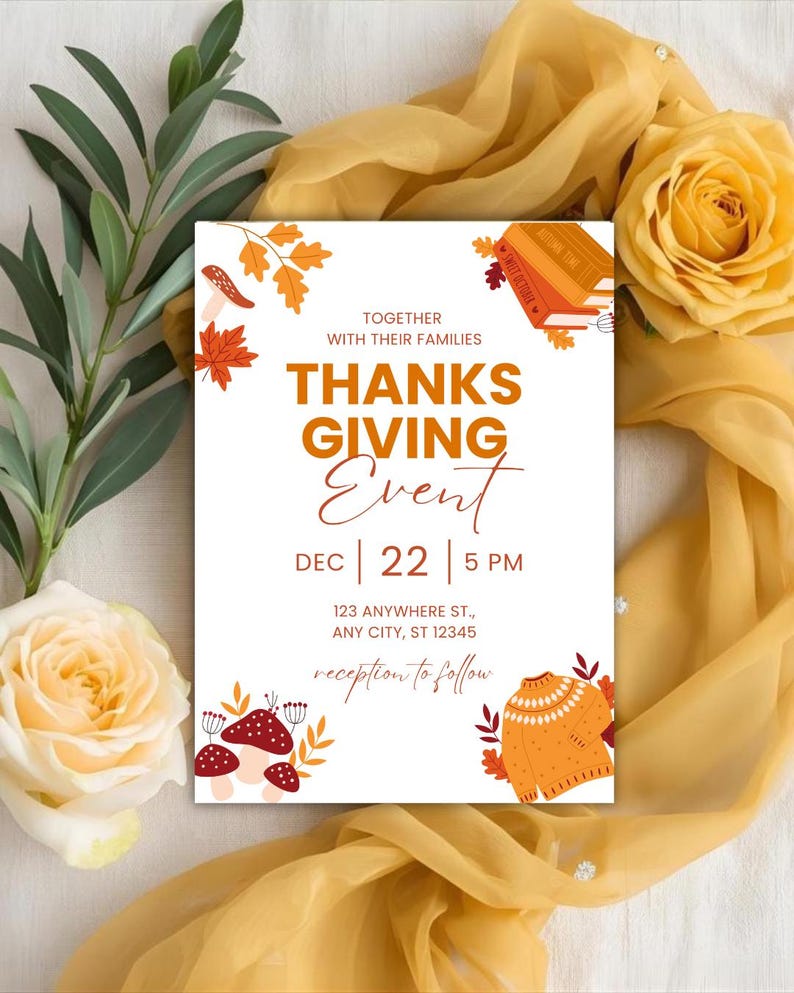 Thanksgiving Invitation Card | Digital Download | Printable ...