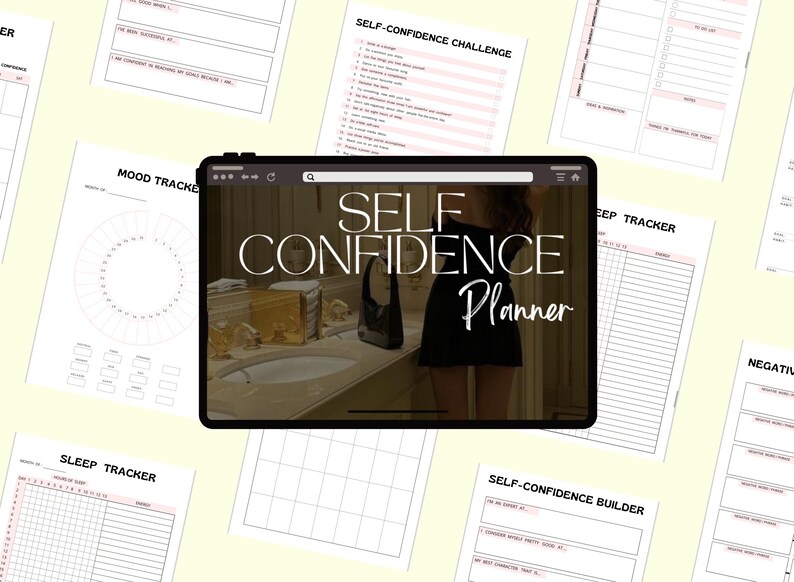 Self Confidence Planner Printable | Self Esteem Workbook | Mood & Sleep ...