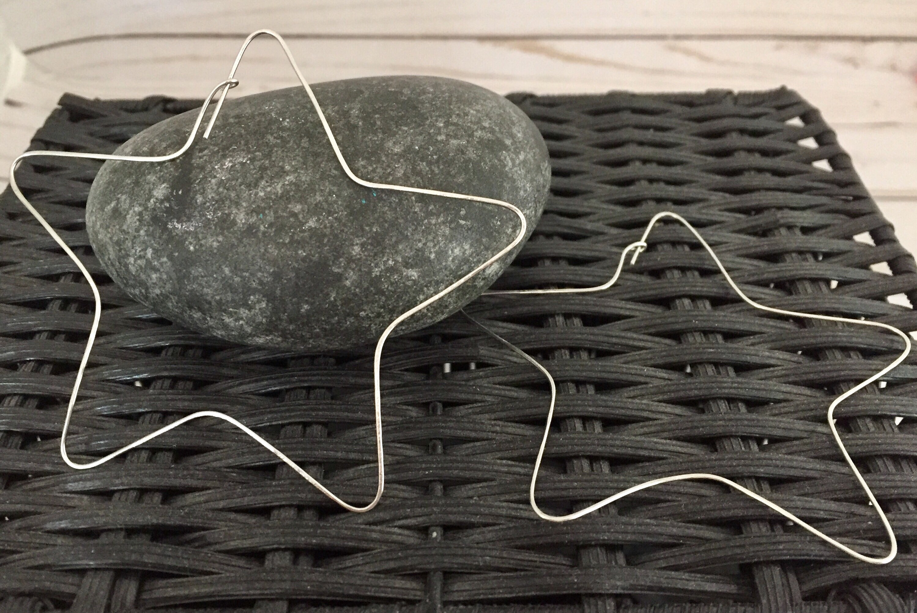 Star Hoop Earrings Wire Star Earrings Modern Hoops Big Hoop | Etsy