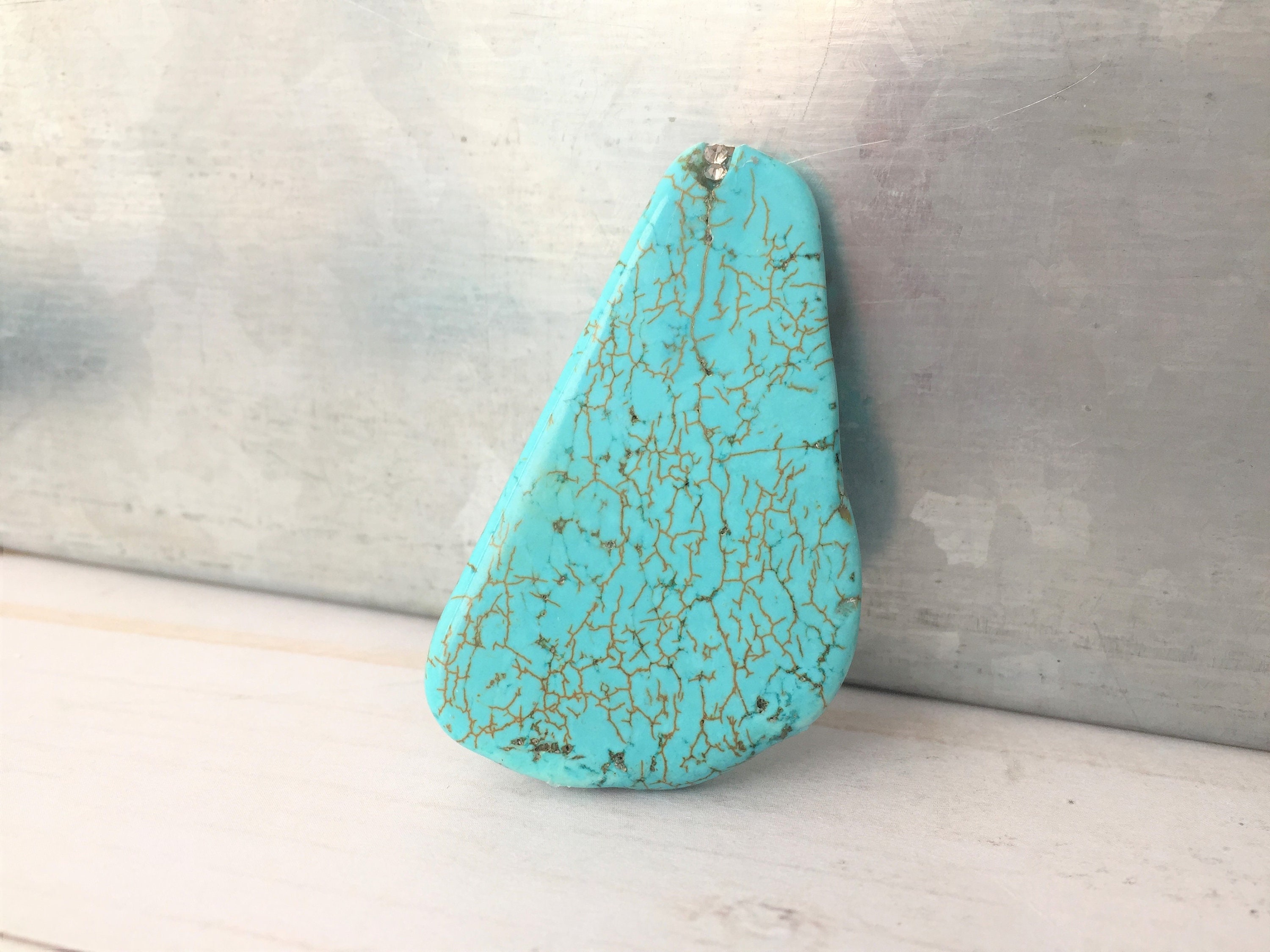 Turquoise and Rhinestone Brooch Pin Natural Turquoise Pin | Etsy