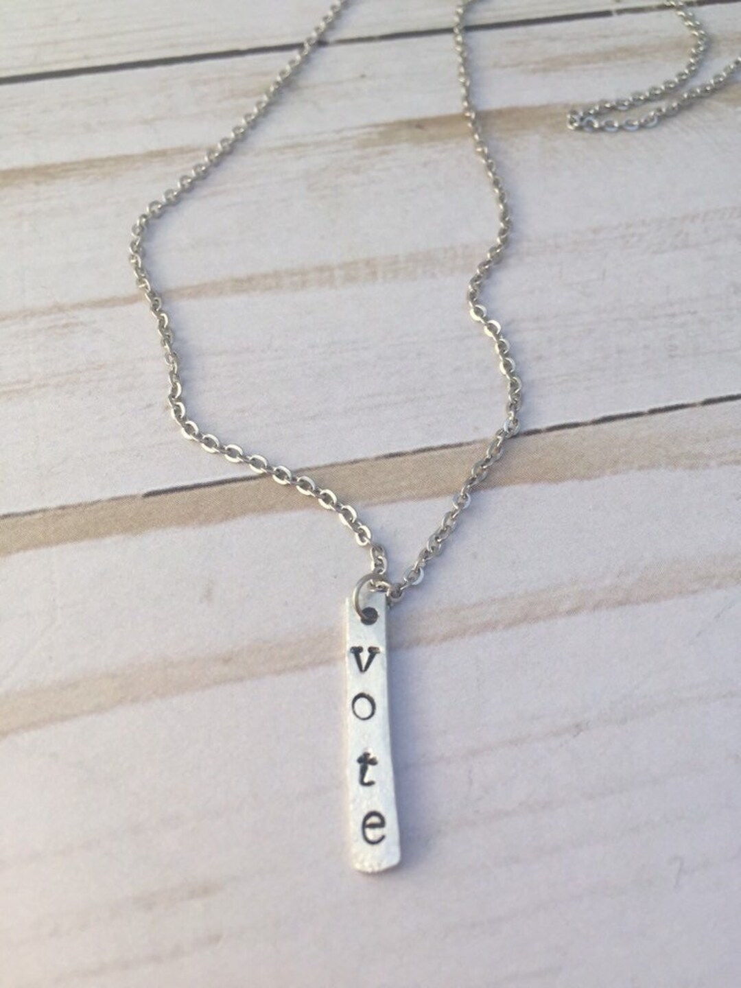 Silver Vote Necklace: Hand Stamped Political Jewelry - Etsy