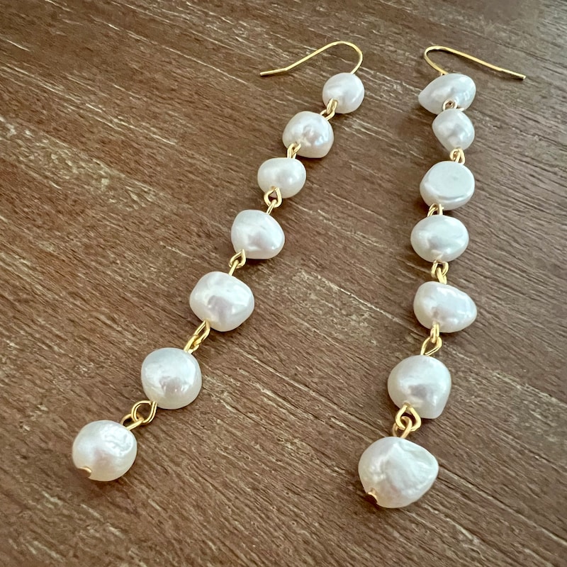 Pearl Dangle Earrings - Etsy