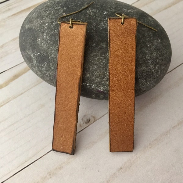 Rectangle Leather Earrings - Etsy