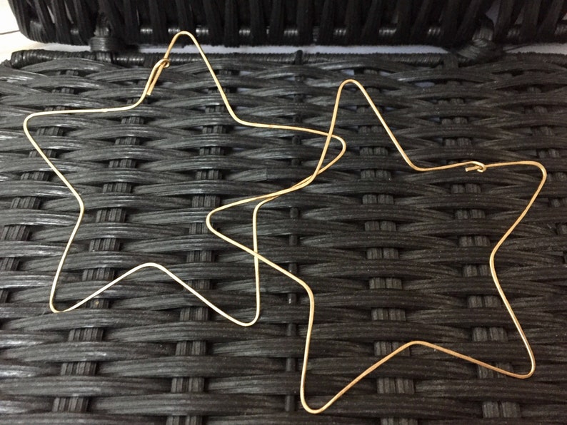 Star Hoop Earrings Wire Star Earrings Modern Hoops Big Hoop | Etsy