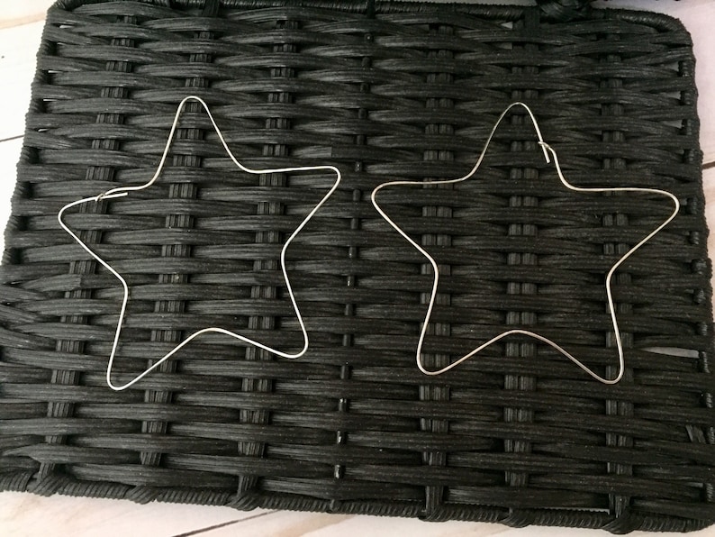 Star Hoop Earrings Wire Star Earrings Modern Hoops Big Hoop | Etsy