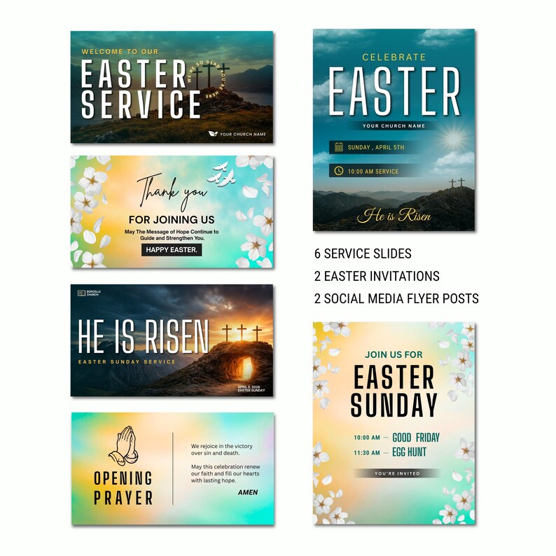 Easter Church Canva Templates Bundle, Easter Sunday Church Package ...
