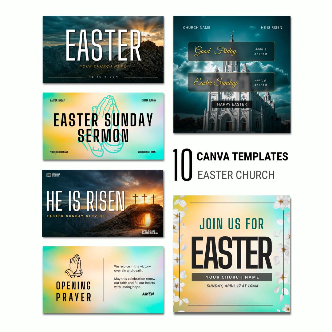 Easter Church Canva Templates Bundle, Easter Sunday Church Package ...