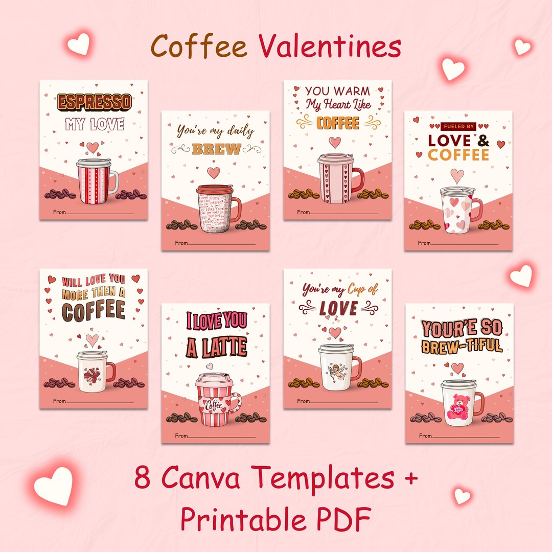 Coffee Pun Valentine Cards | Printable Teacher Valentines (canva ...