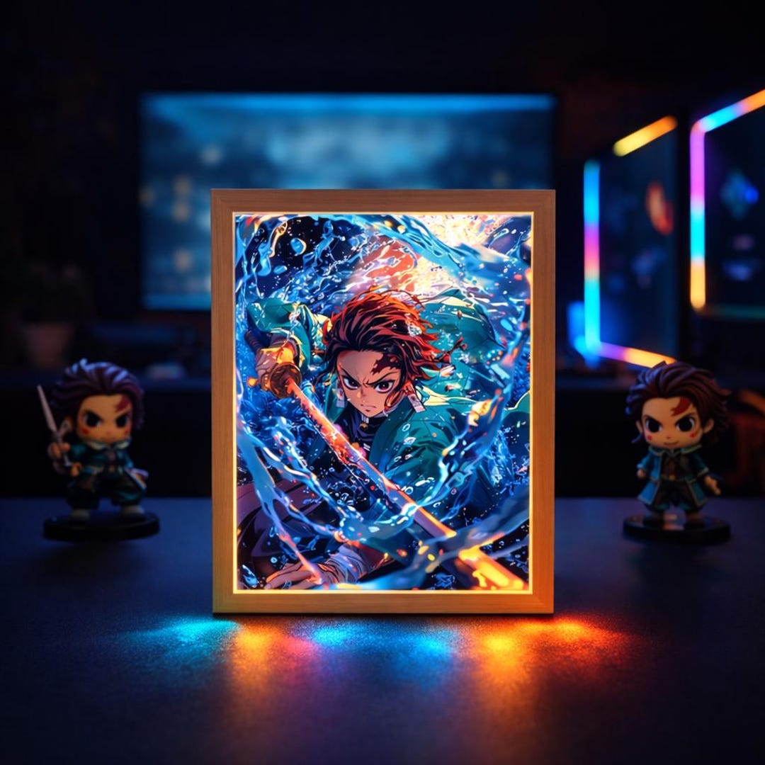 Demon Slayer LED Light Box, Tanjiro Light Frame , Anime Night Light ...