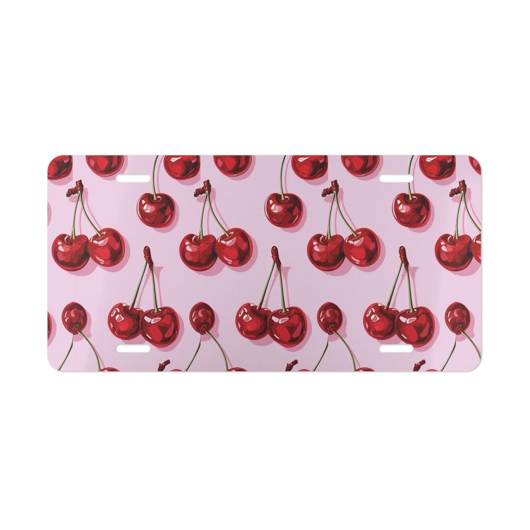 Cute Cherry License Plate – Pink Aesthetic Fruit Pattern Car Tag - Etsy
