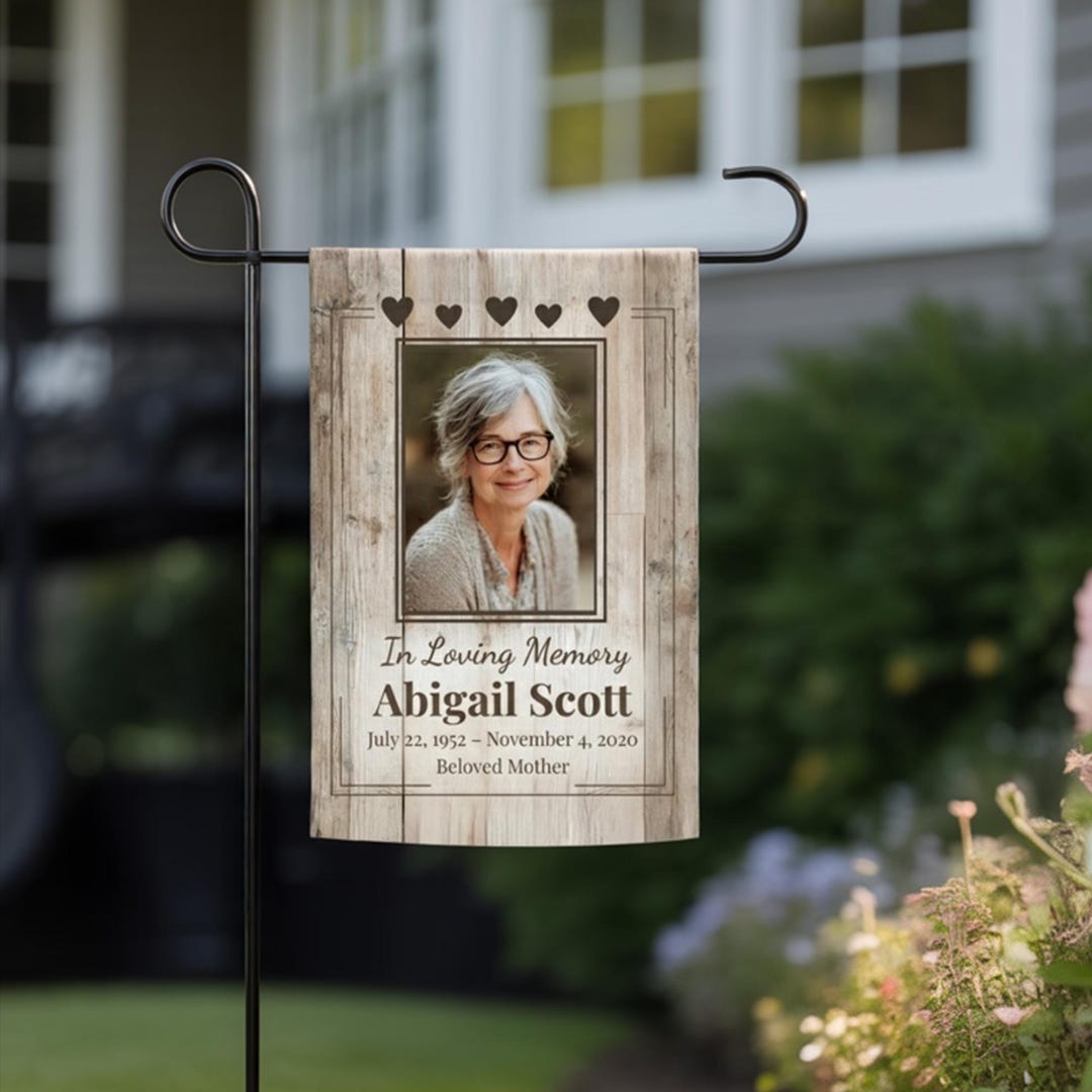 In Loving Memory Garden Flag With Photo, Custom Memorial Flag for ...