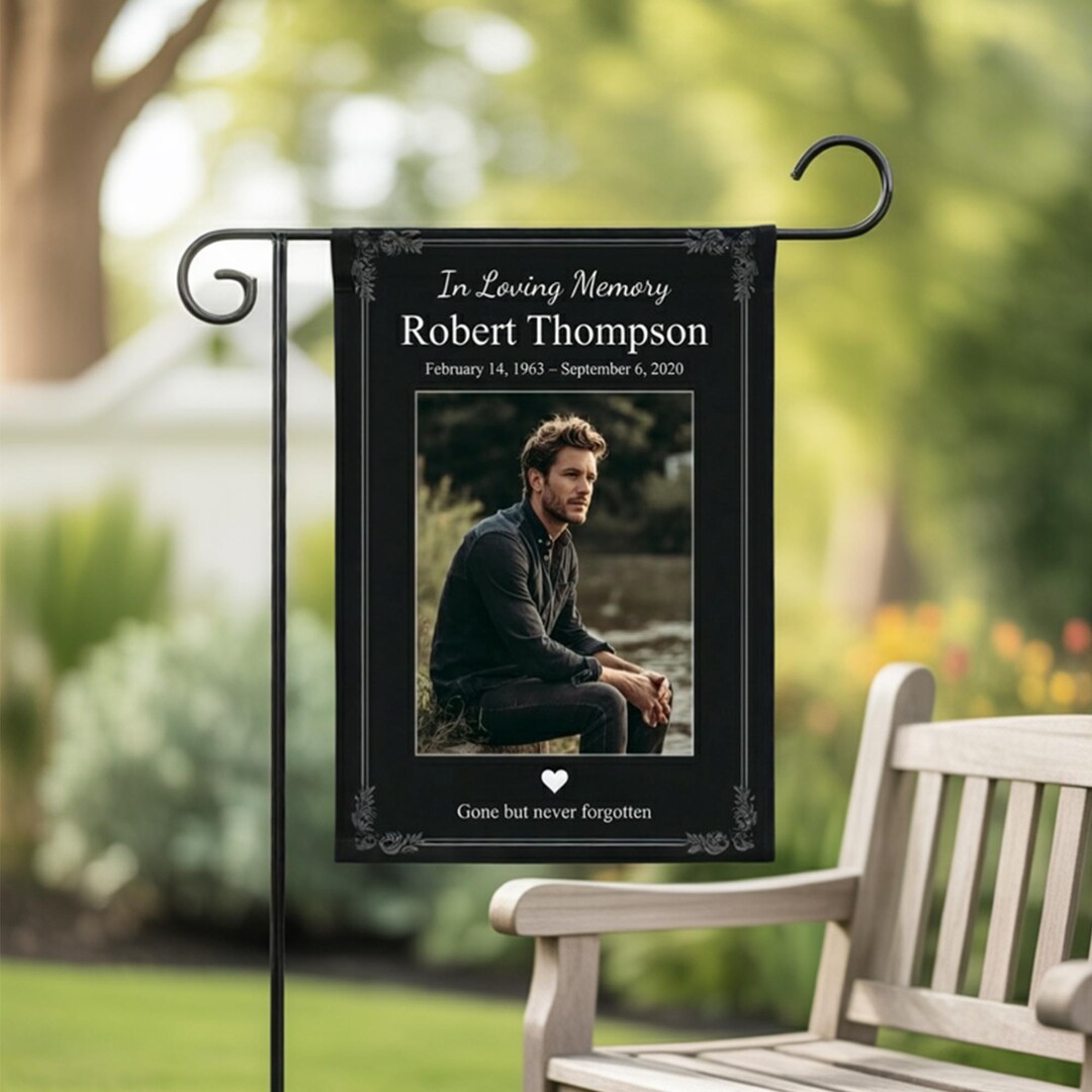 In Loving Memory Garden Flag With Photo, Custom Memorial Flag for Loved ...