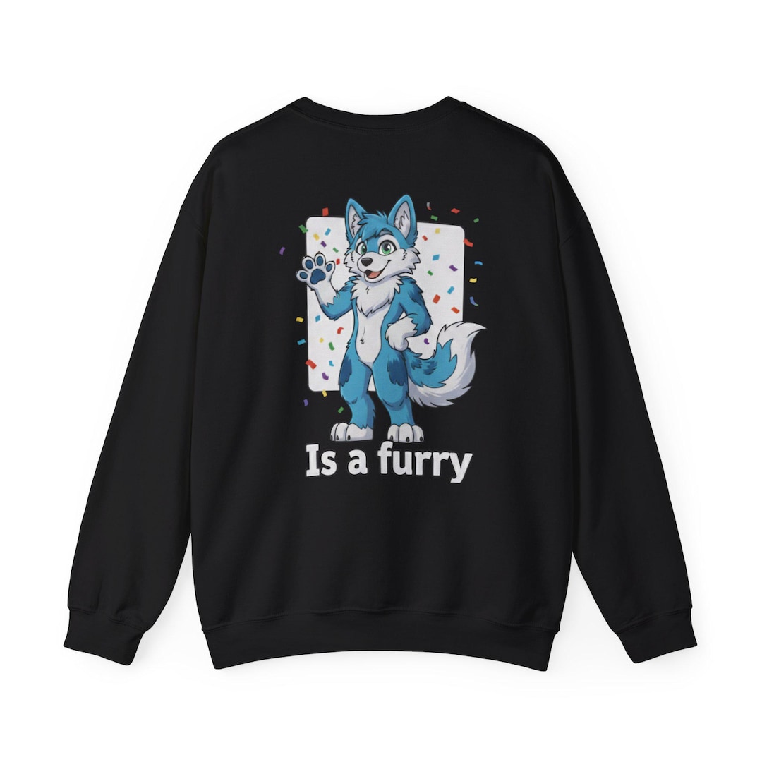 Blue Furry Character is a Furry Sweatshirt | Birthday Confetti Design ...