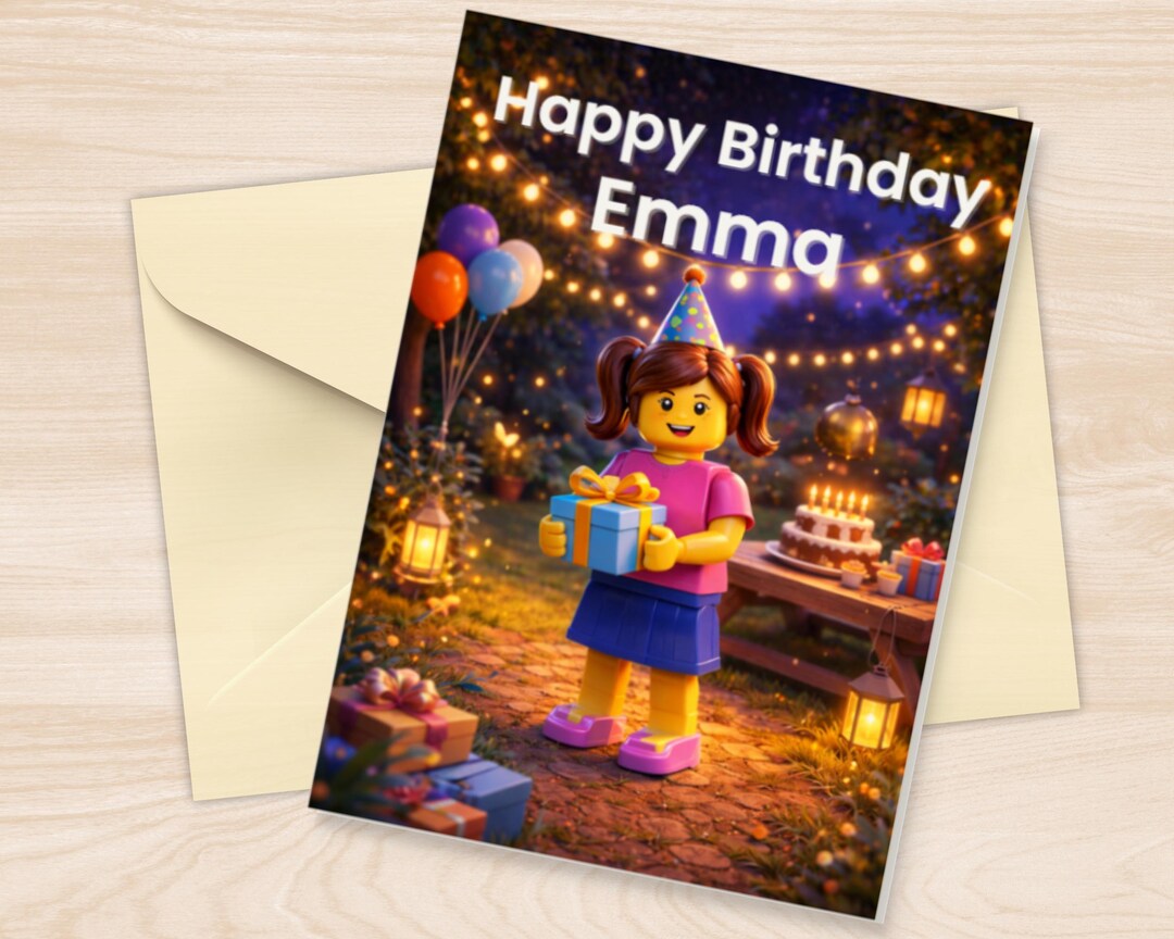 Toy-style Girls Birthday Card Printable | Editable Name Canva Card ...