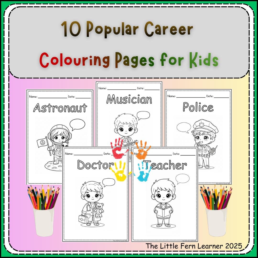 10 Popular Career Colouring Pages for Kids - Etsy