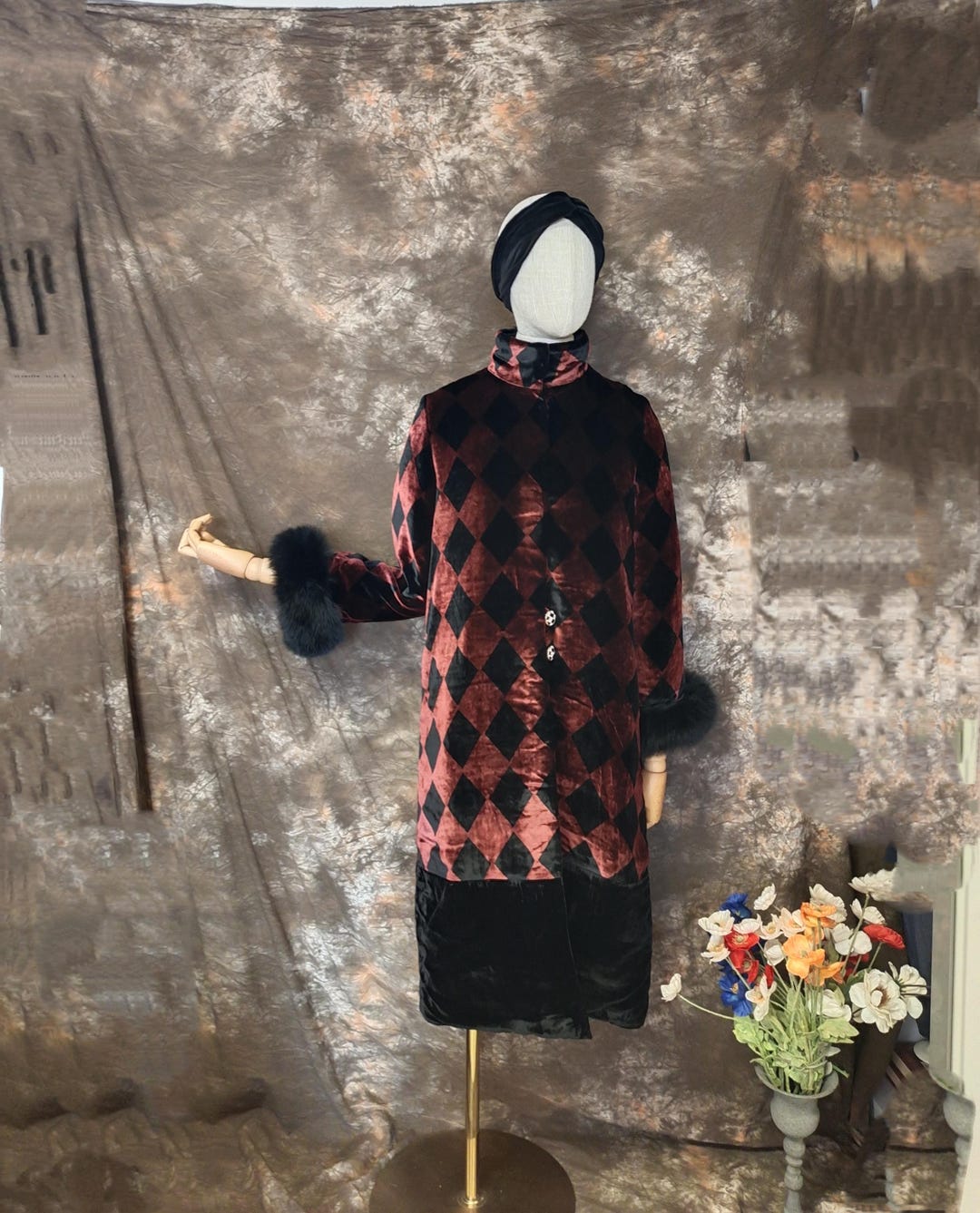 1920s Style Winter Coat Silk Velvet Art Deco Coat, Gatsby Downton Abbey ...