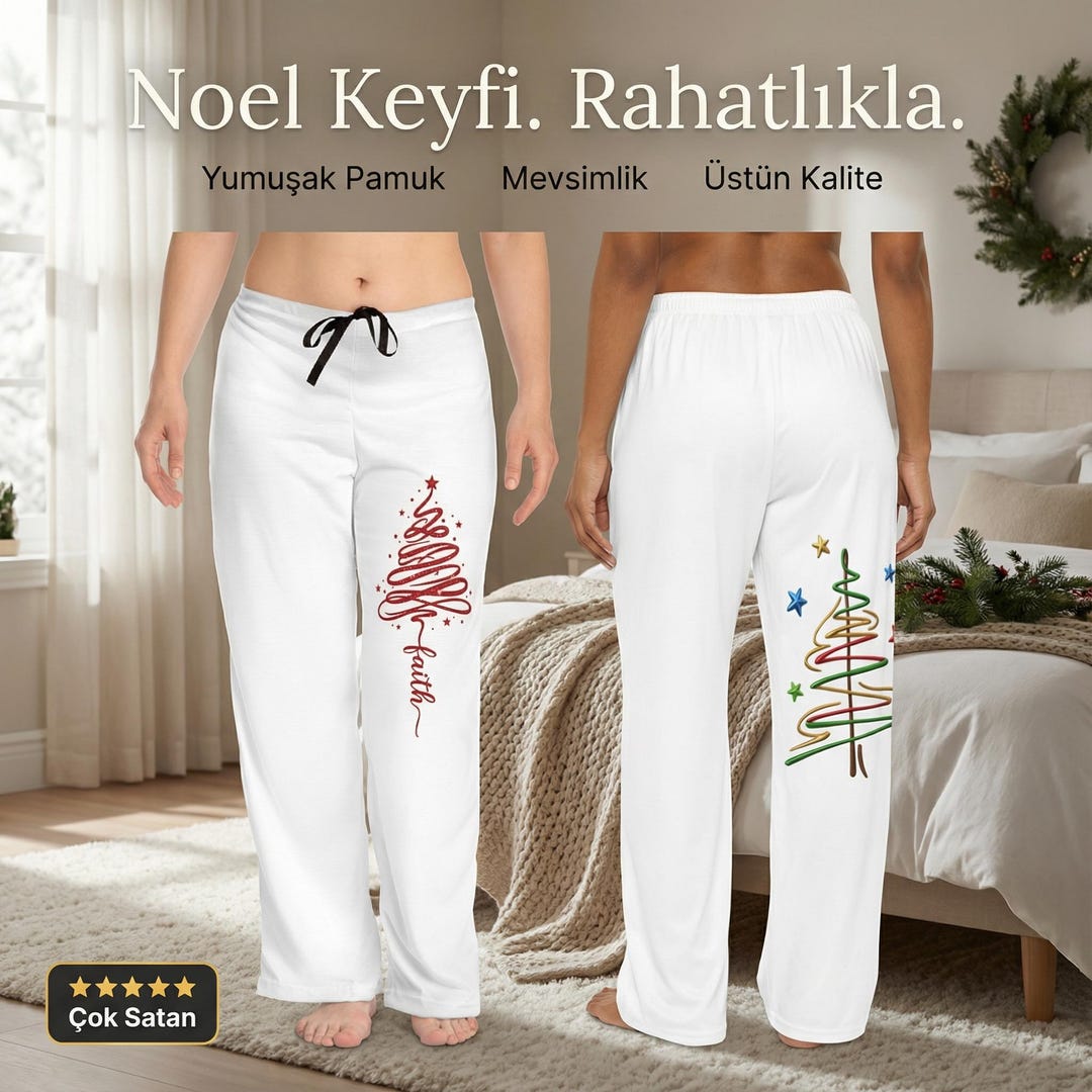 Whimsical Swirl Christmas Tree Pajama Pants | Women's Holiday Lounge ...