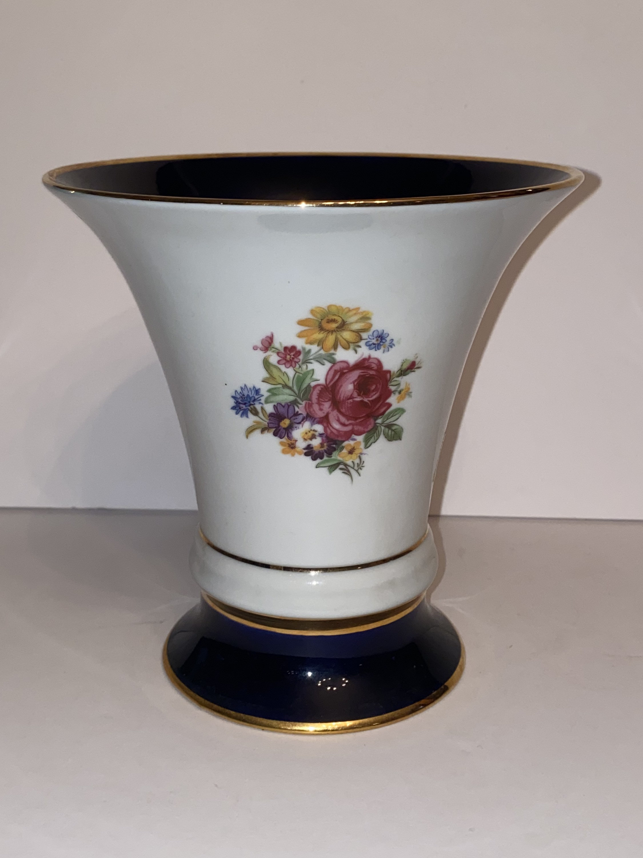 Royal Dux Bohemian Porcelain Vase Cobalt Blue & Gold Hand Painted ...