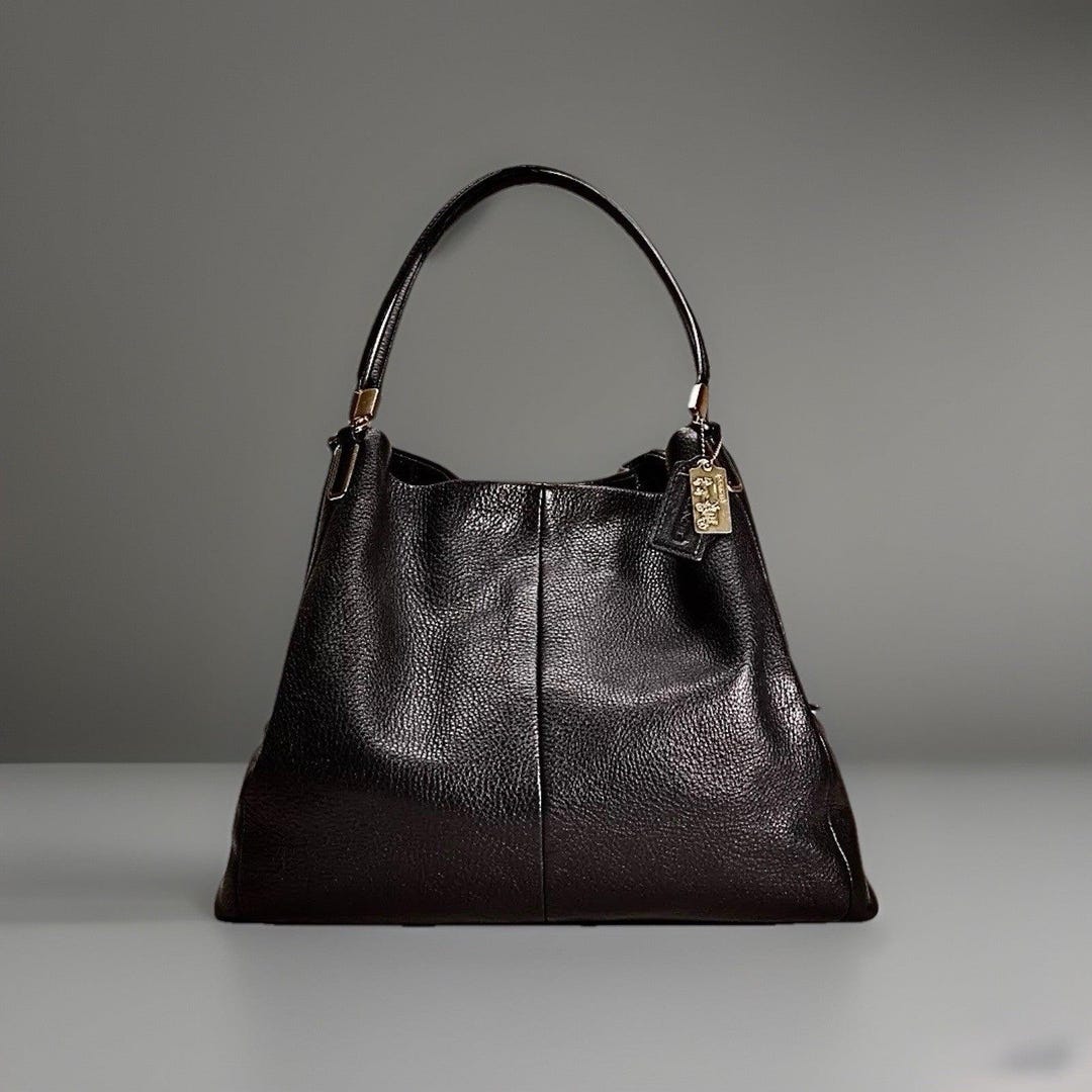 COACH Designer Madison Phoebe Shoulder Bag Black Leather 3 Compartment ...
