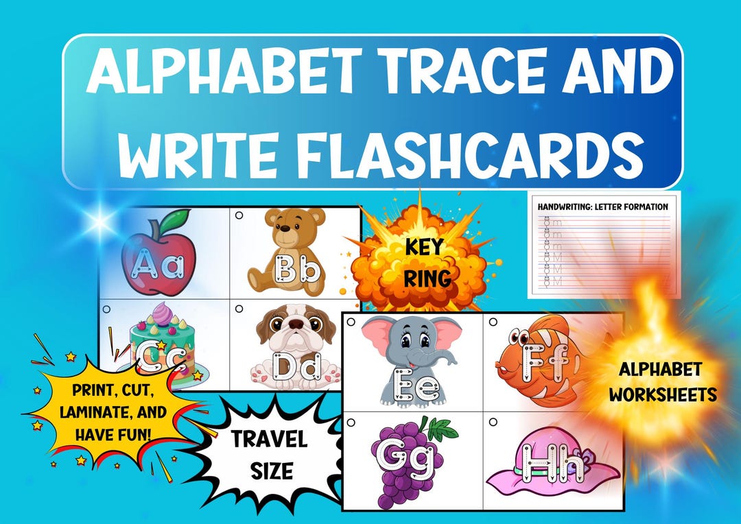 Alphabet Tracing Flashcards – Preschool Learning, ABC Keyring (PDF ...
