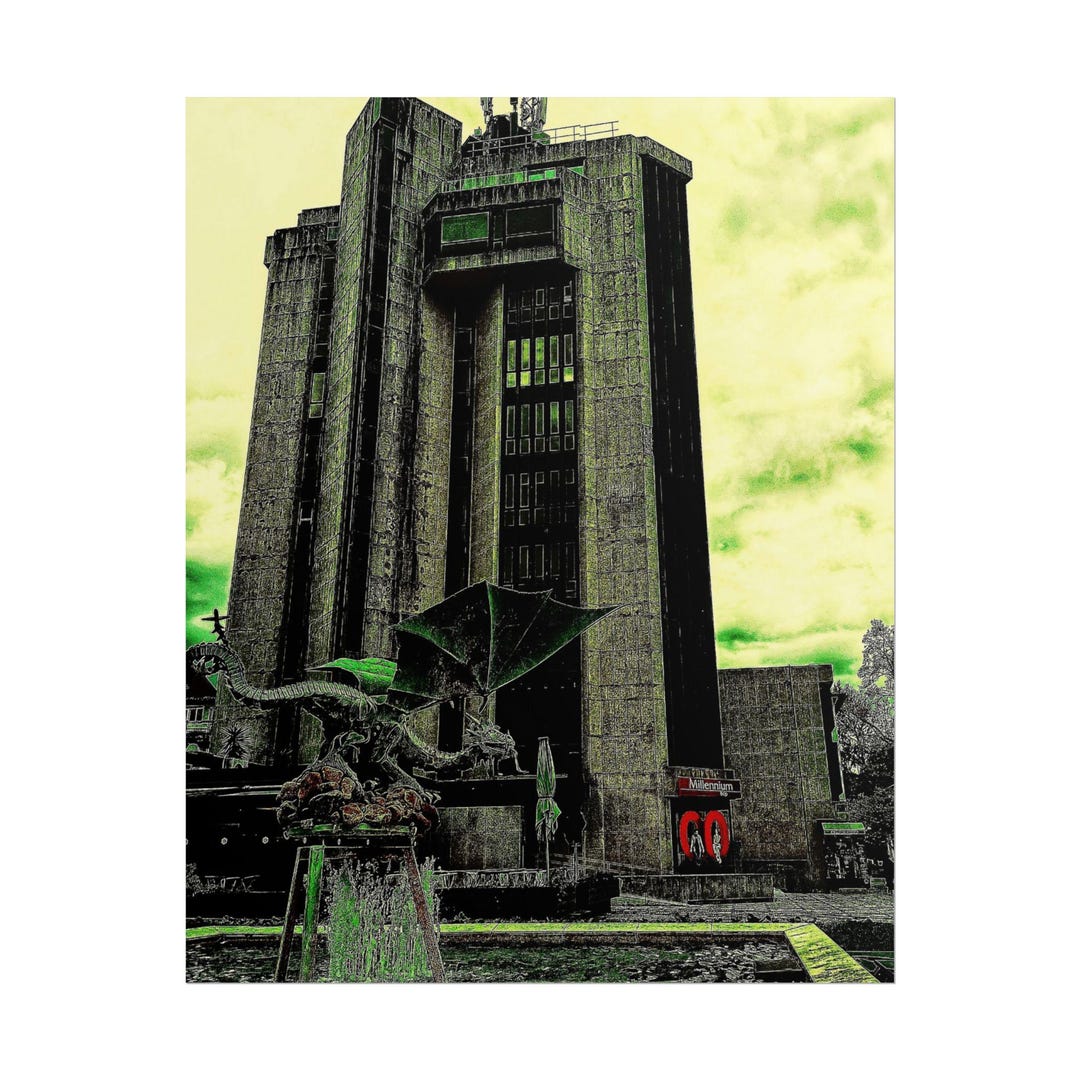 Surreal Dystopian City Poster, Dragon Statue Art - Etsy