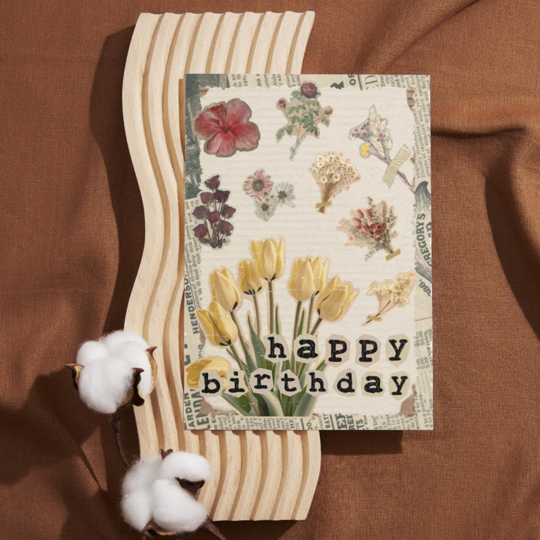 Boho Flower Birthday Card | Printable Greeting Card (digital Download ...