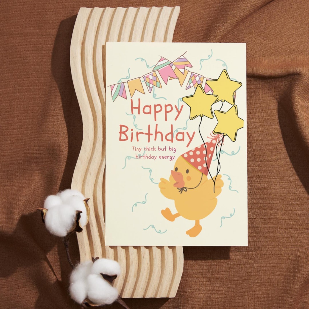 Printable Chick Birthday Card | Foldable A7 Greeting (digital Download ...