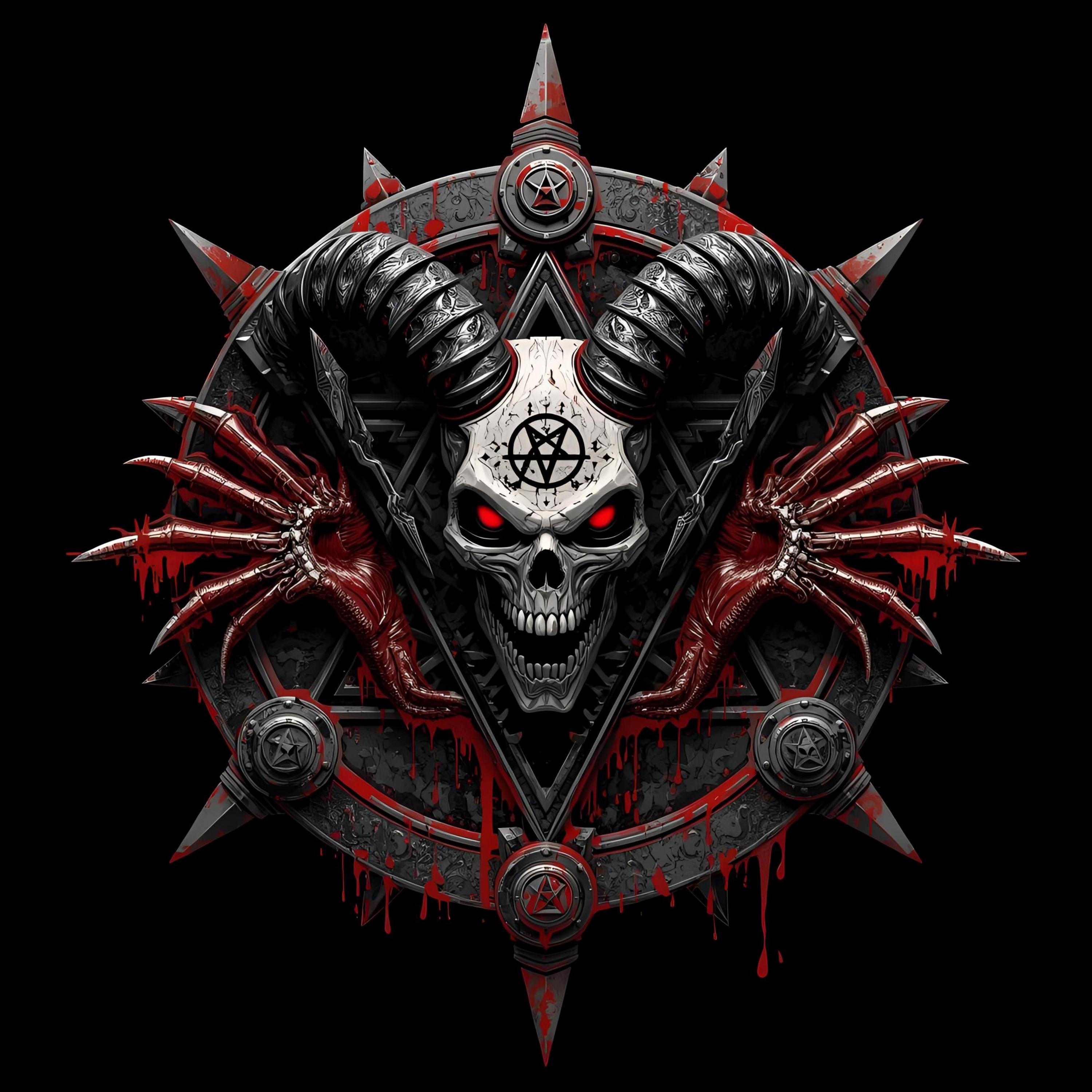 Dark Occult Metal Emblem – Demonic Skull Sigil | Gothic Horror PNG ...