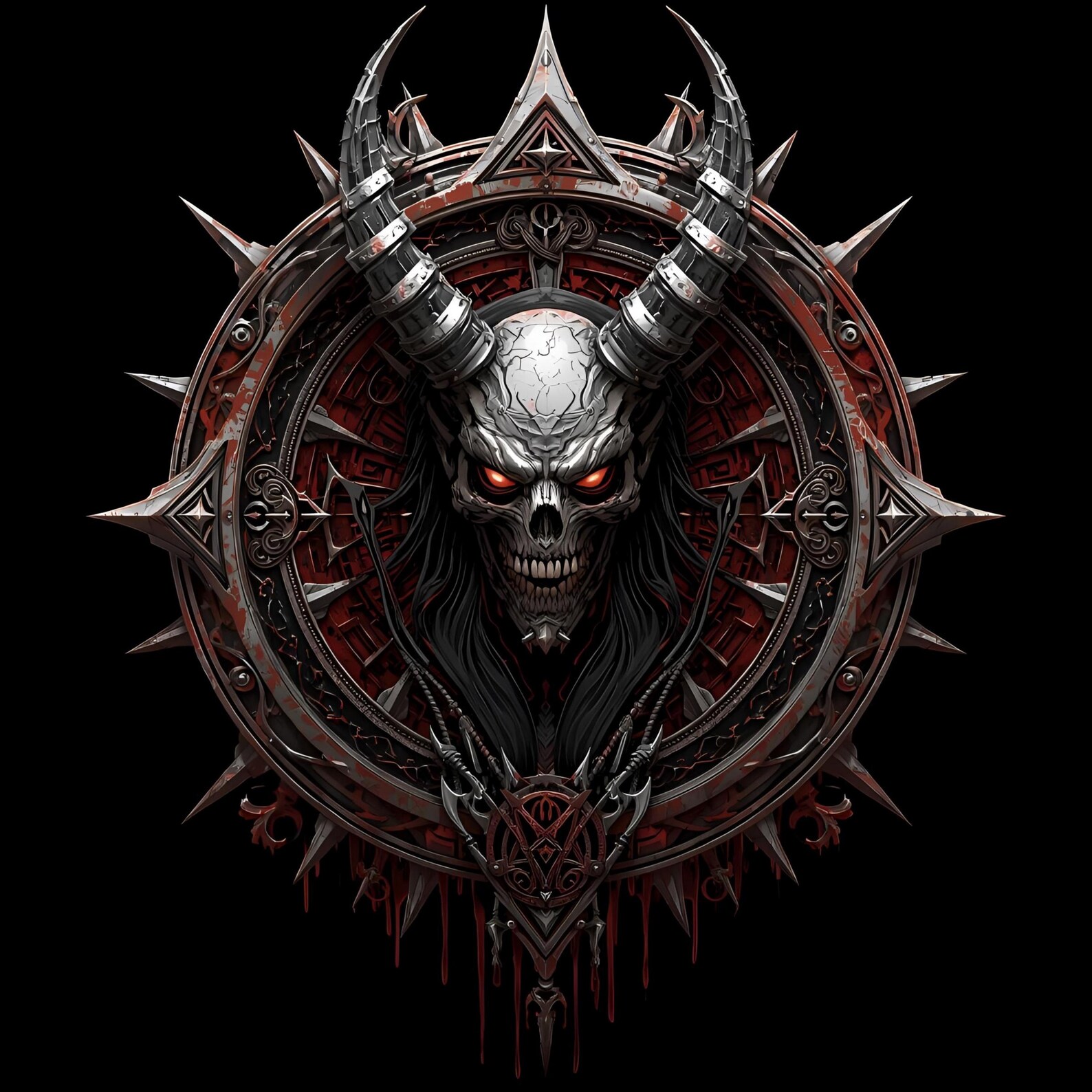 Dark Occult Metal Emblem – Demonic Skull Sigil | Gothic Horror PNG ...