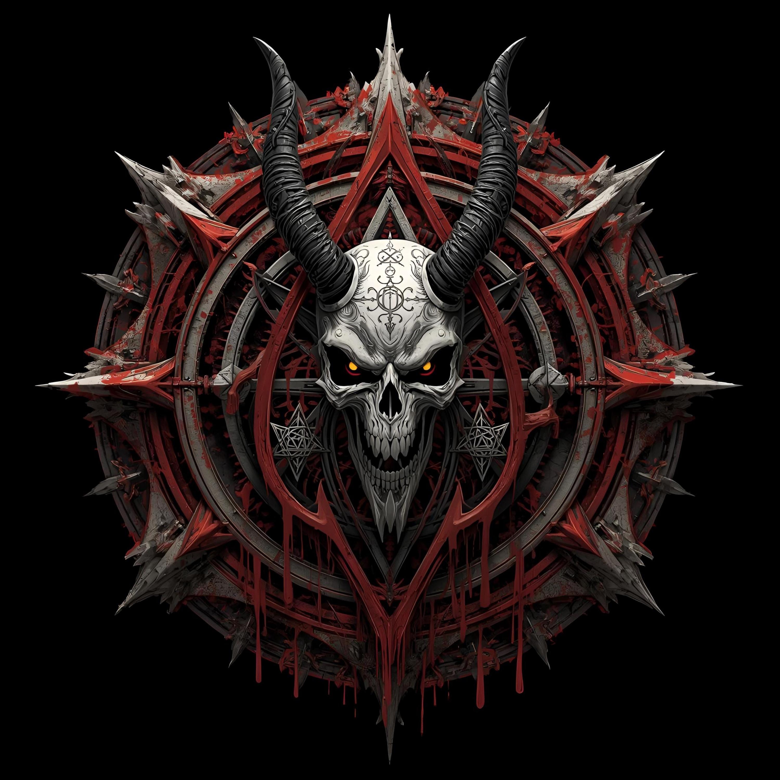 Dark Occult Metal Emblem – Demonic Skull Sigil | Gothic Horror PNG ...