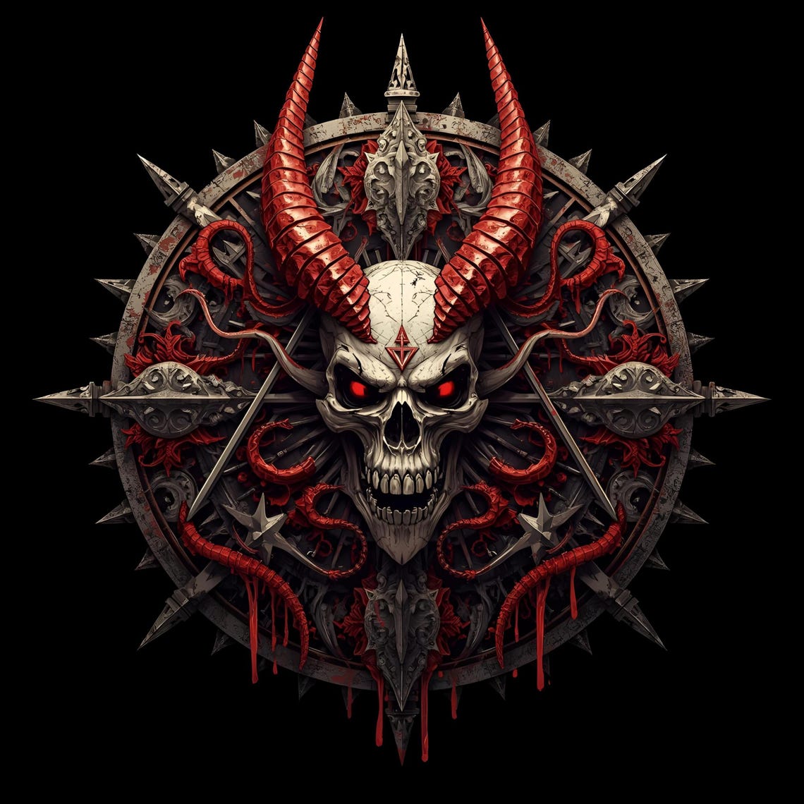 Dark Occult Metal Emblem – Demonic Skull Sigil | Gothic Horror PNG ...