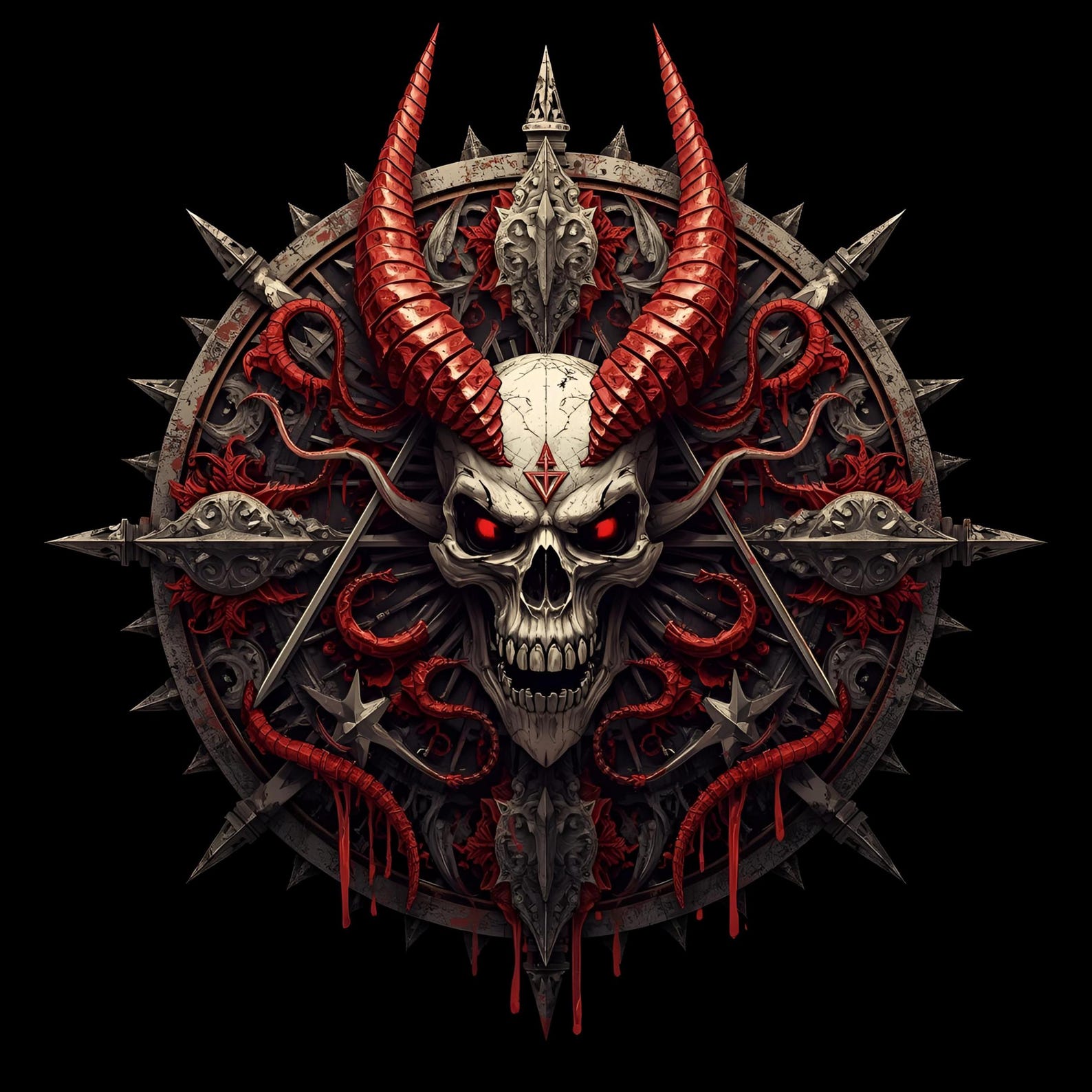 Dark Occult Metal Emblem – Demonic Skull Sigil | Gothic Horror PNG ...