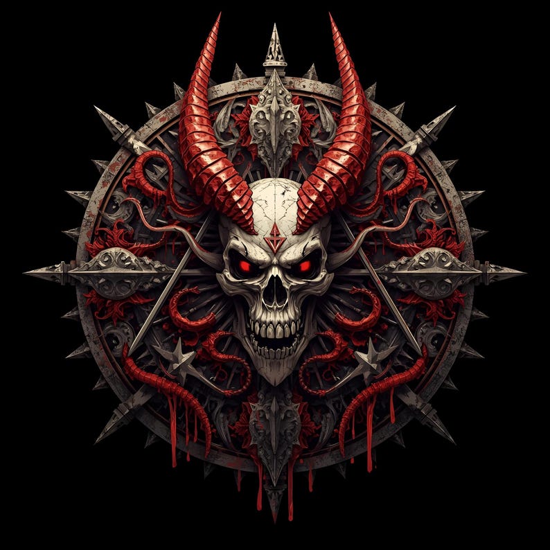 Dark Occult Metal Emblem – Demonic Skull Sigil | Gothic Horror PNG ...