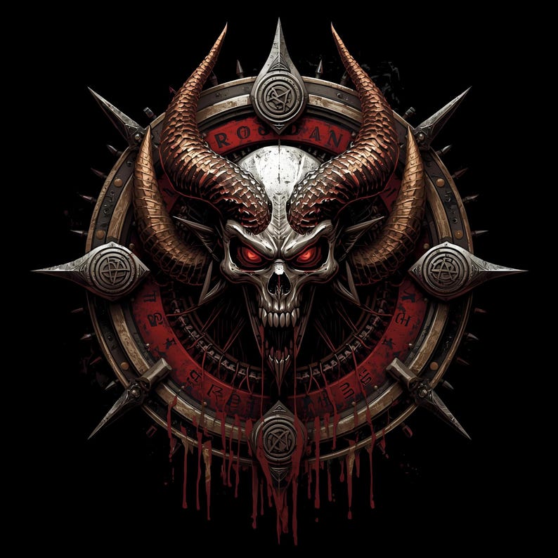 Dark Occult Metal Emblem – Demonic Skull Sigil | Gothic Horror PNG ...