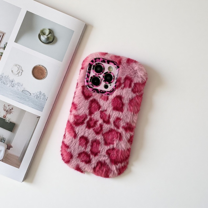 Leopard Fluffy Fur Case for iPhone 17 Pro Max 16 Plus 15 14 13 12 11 ...