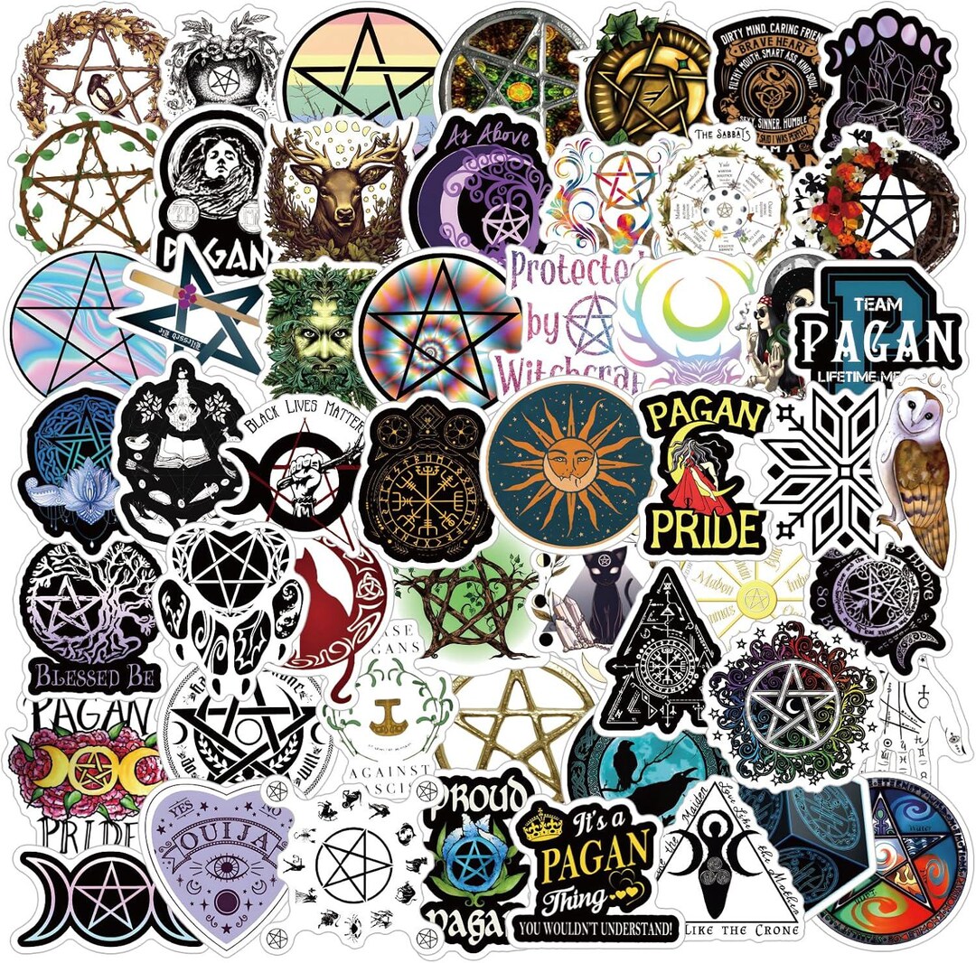 54pcs Pagan Stickers Pack- Vinyl Waterproof Decals for Water Bottle ...