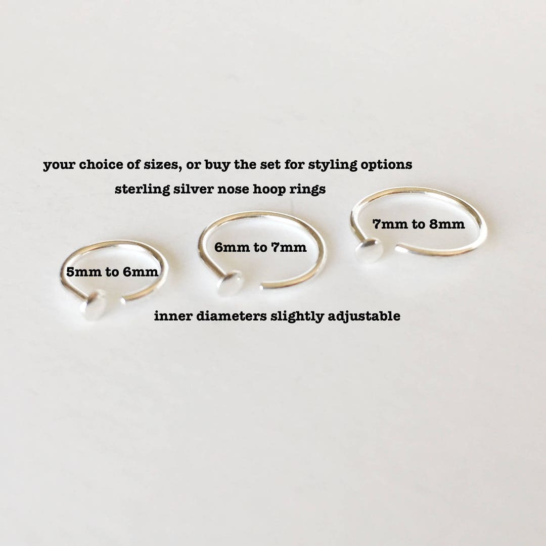Adjustable Nose Ring Hoop, 5mm-6mm 6mm-7mm 7mm-8mm, 20 Gauge Nose Hoop ...